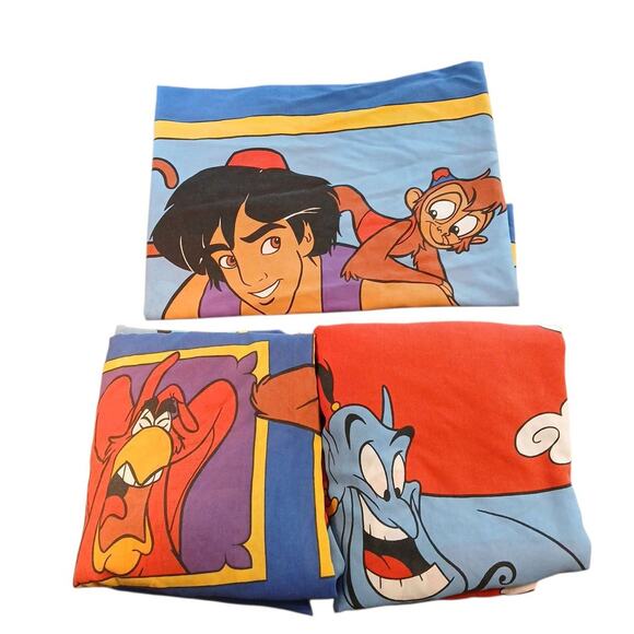 Disney | Bedding | Vtg Disneys Aladdin 9s Flat Fitted Twin Sheet Set ...
